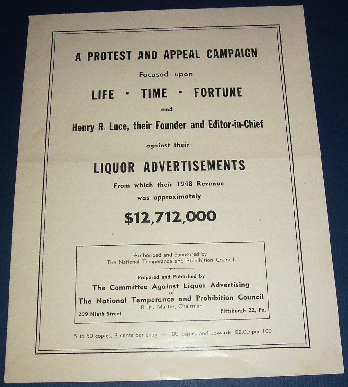 1949 National Temperance Council Protest Leaflet Anti-alcohol - Etsy