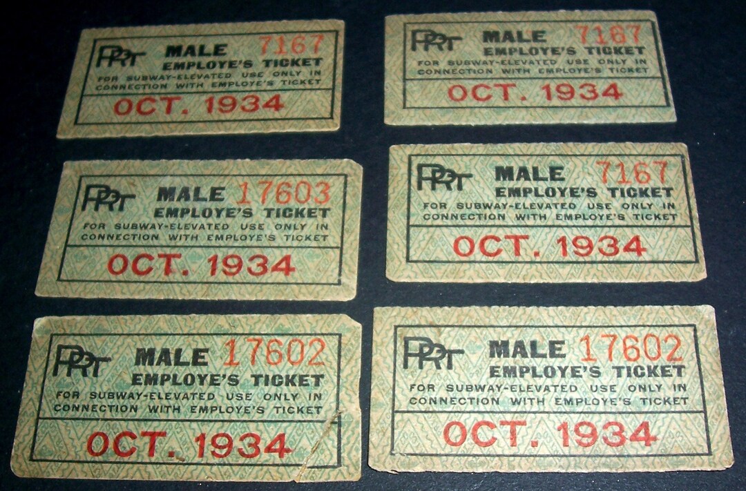 Six 1934 Philadelphia Rapid Transit Male Employee Tickets - Etsy