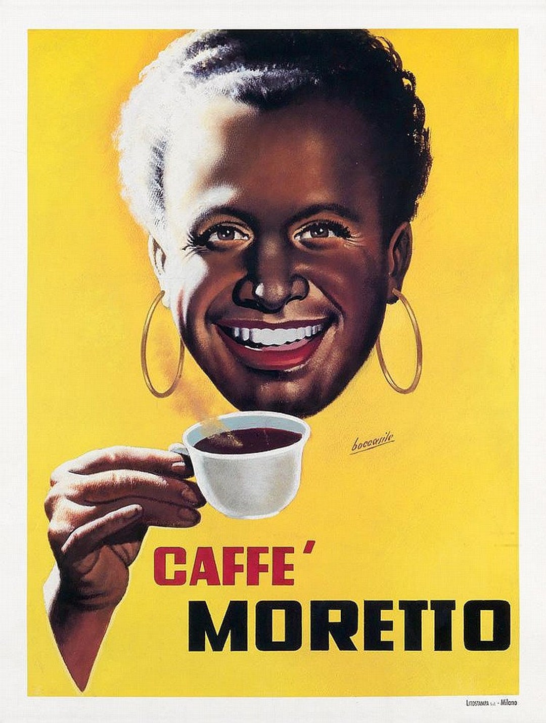 Original 1950 Italian Caffe Moretto Poster, Boccasile Art - Etsy