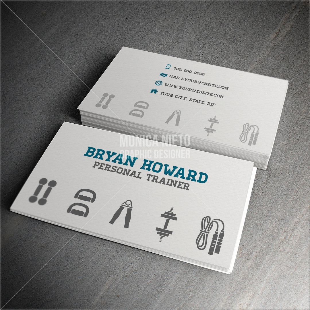 Custom Printable Personal Trainer Business Card Template/ Fitness Coach ...