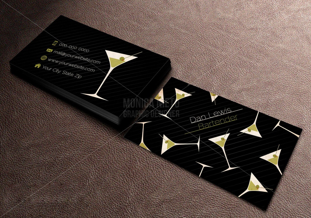Printable Bartender Business Card/ Catering and Events/ Bar Business ...