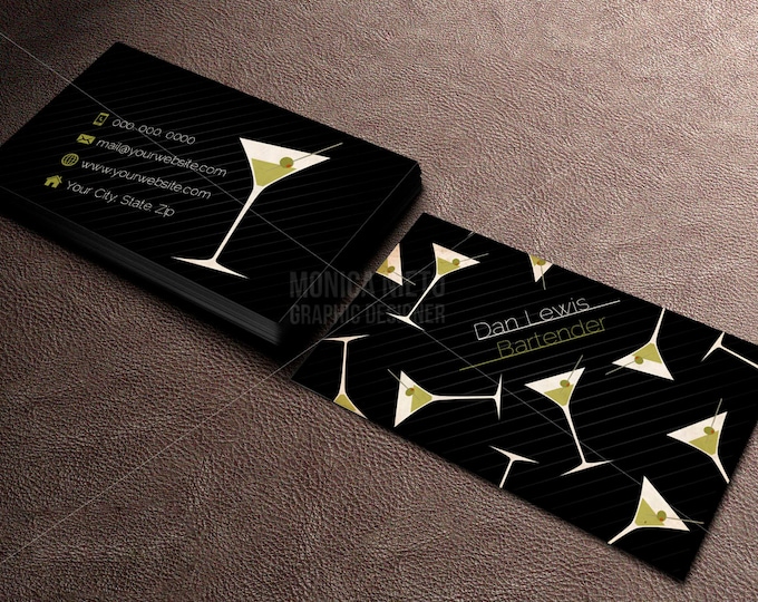Printable Bartender Business Card/ Catering and Events/ Bar Business ...
