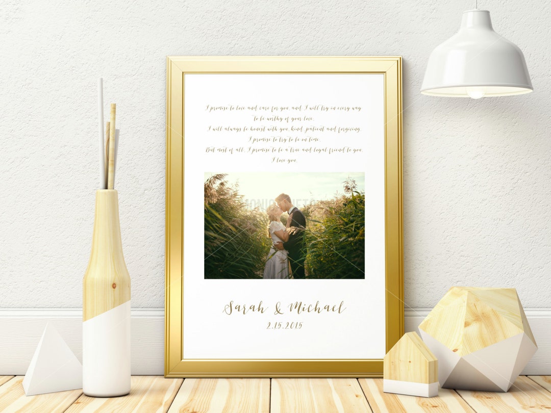 Custom Wedding Vows Calligraphy Printable/ Anniversary Gift/ Wedding ...