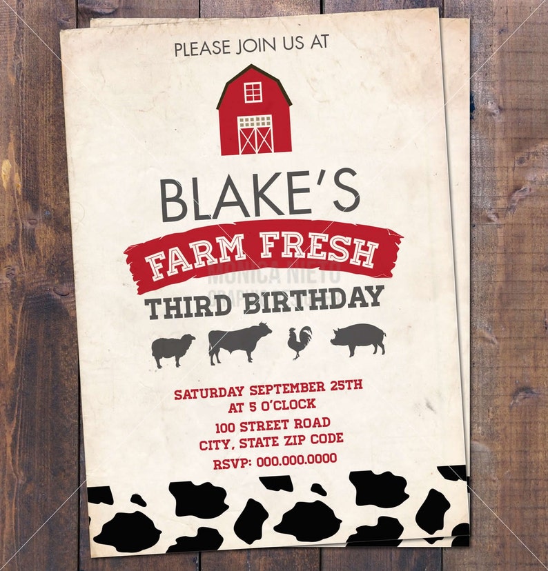 Printable Farm Fresh / Animal Barnyard Birthday Invitation/ - Etsy