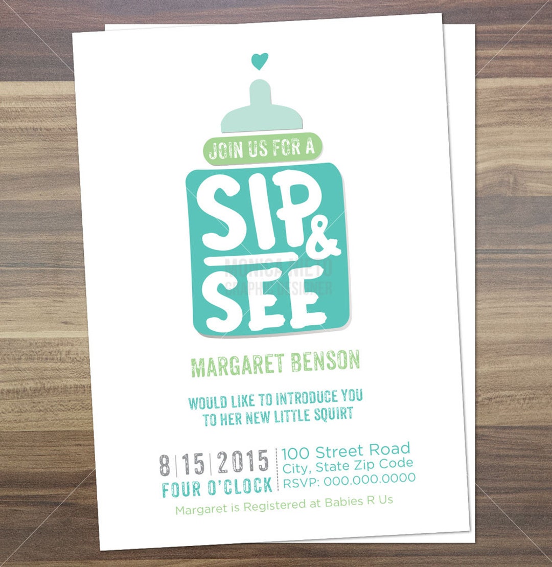 Printable Sip and See Baby Shower Invitation/ Boy or Girl Invitation - Etsy