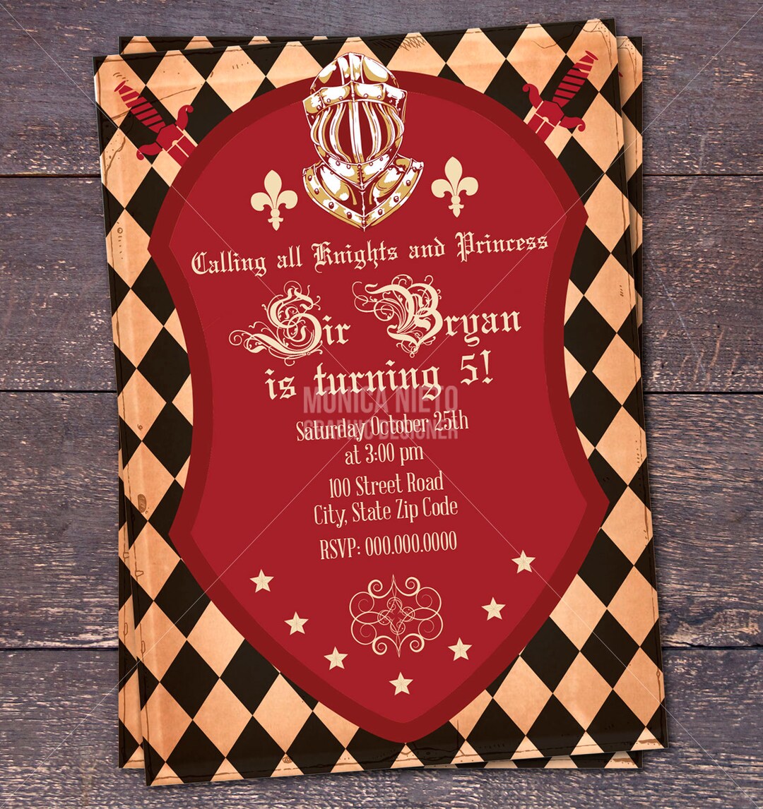 Custom Printable Knight Birthday Party Invitation - Etsy