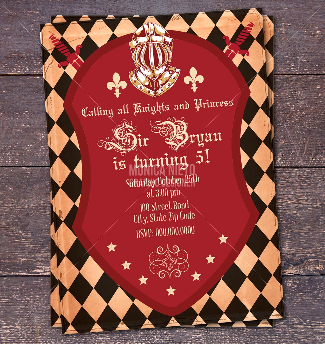 Custom Printable Knight Birthday Party Invitation - Etsy