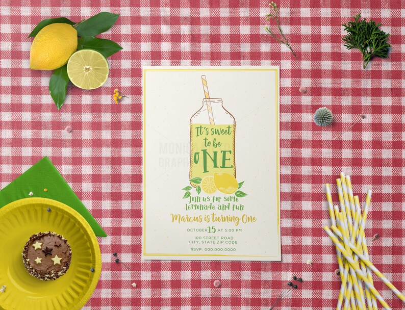 Lemonade Birthday Invitation / Lemonade Invitation /first Birthday ...