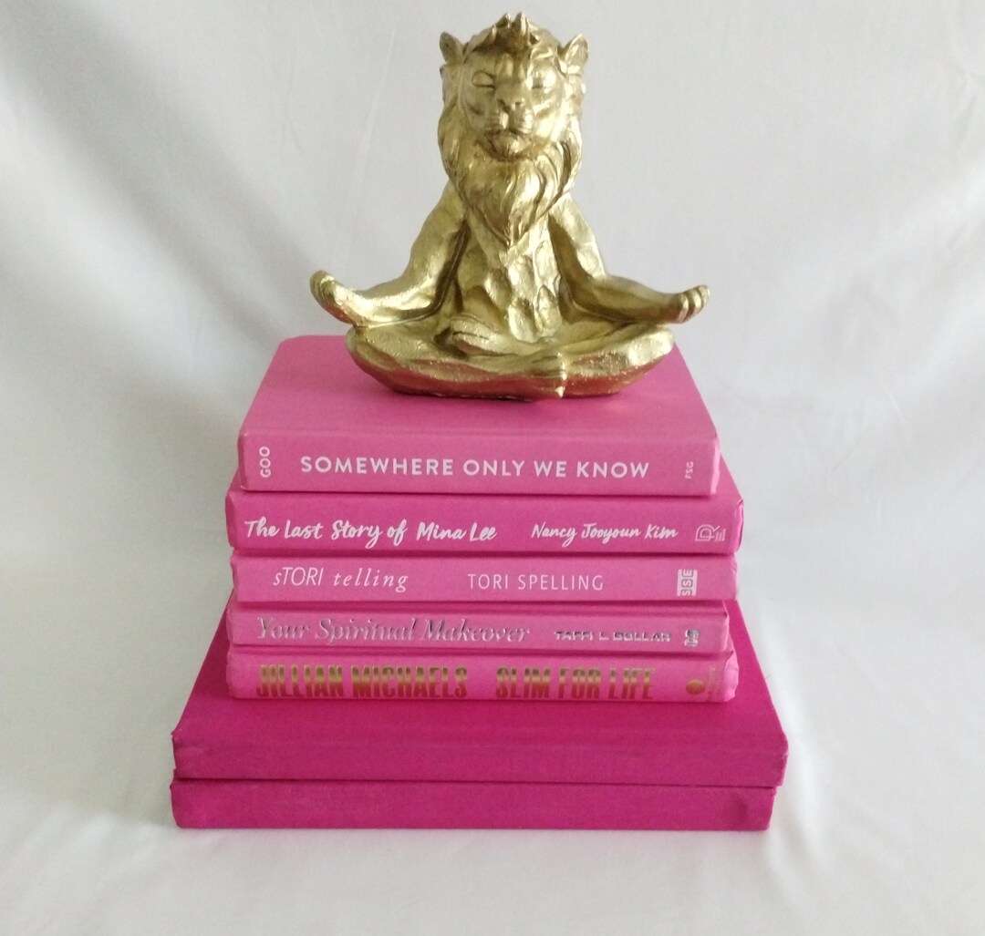 Bright Pink Decorative Books, Hot Pink Fuschia Home Decor, Pink ...