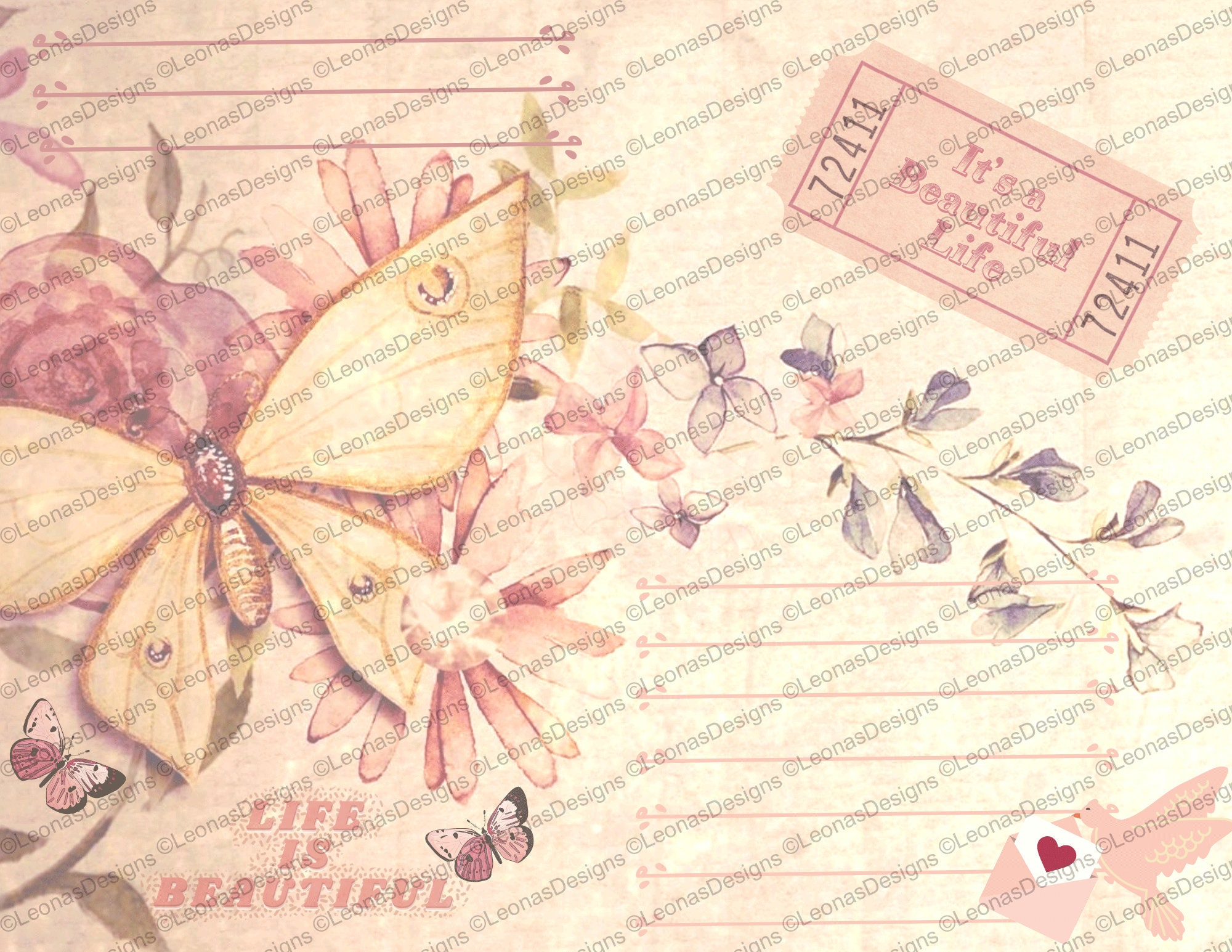 Vintage Journal Pages 2 Printable 8.5x11 Journal Pages digital Download ...