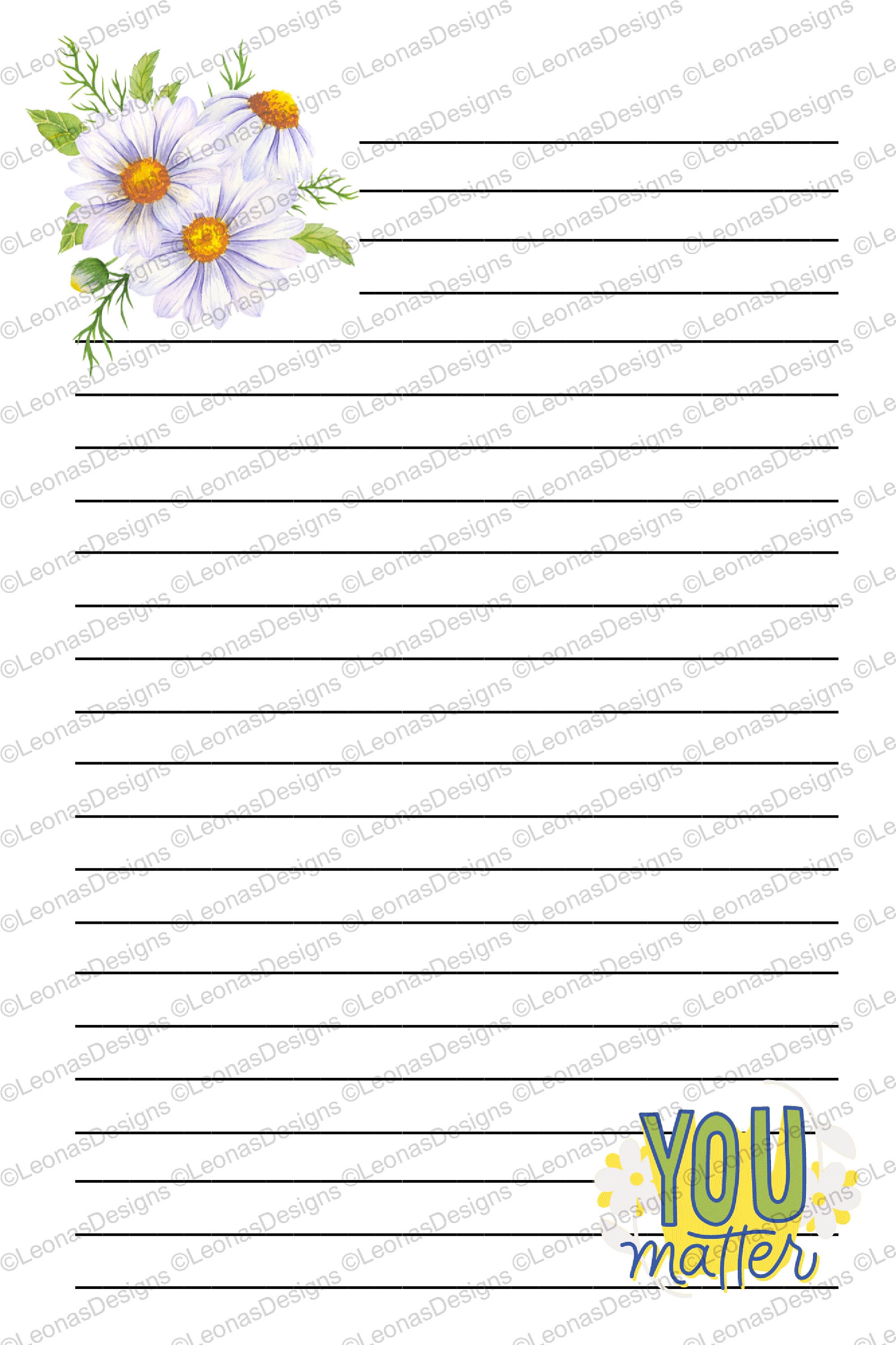 Flower Stationery With Inspiring Quotes Six 6 Designs printable Digital ...