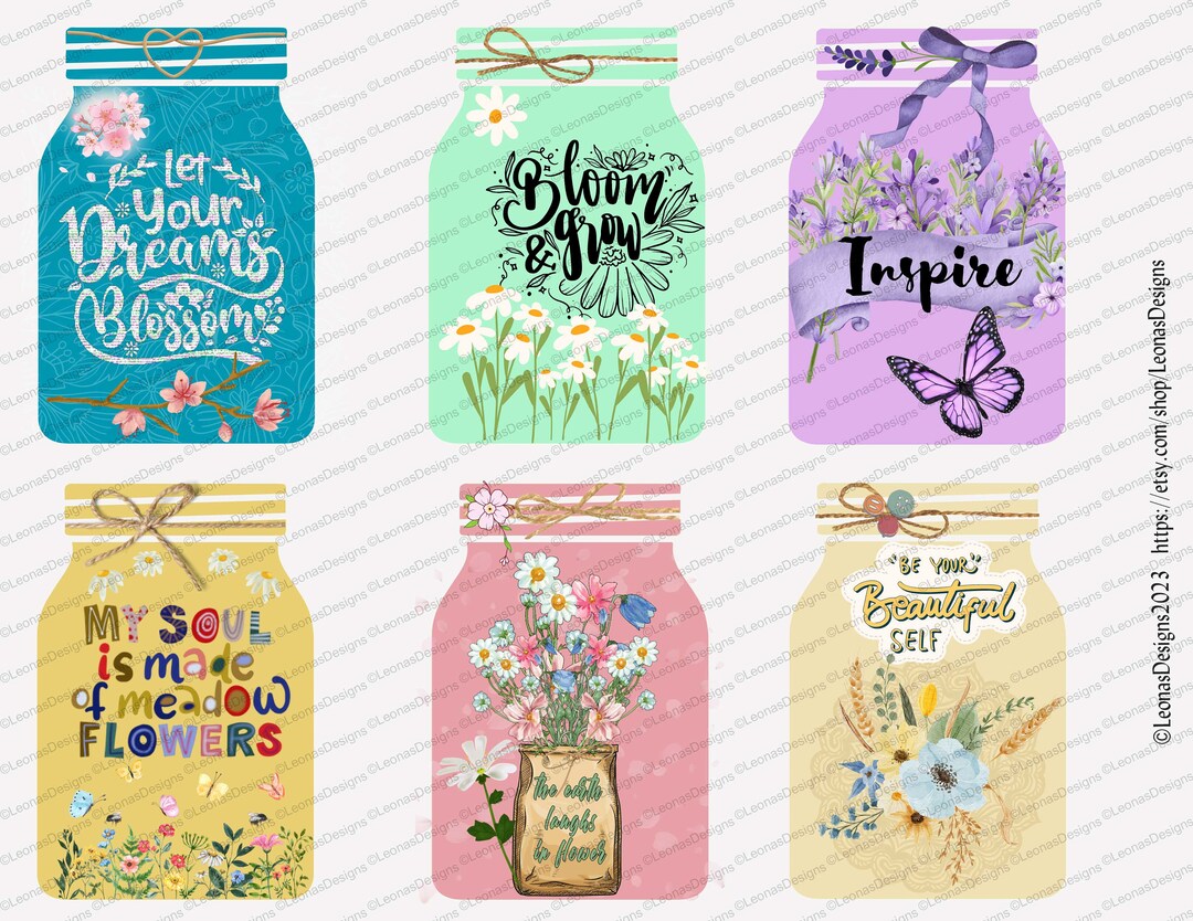Mason Jars With Inspiring Quotes in Two Sizes. Printable. Digital ...