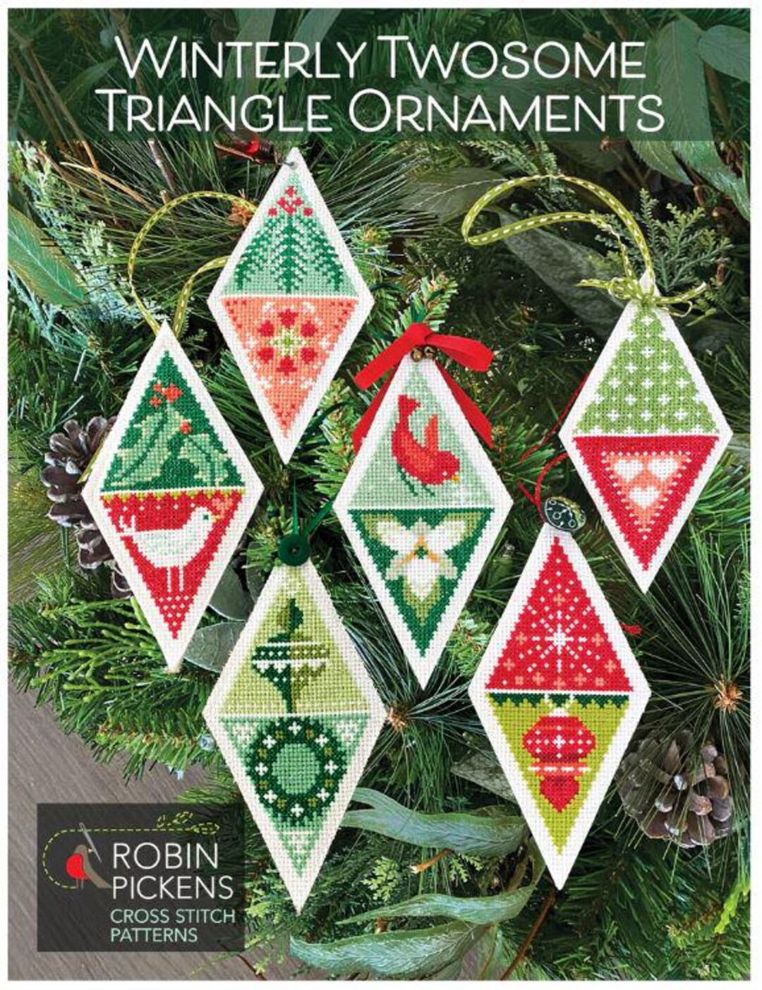 Winterly Twosome Triangle Ornaments Cross Stitch Pattern Robin Pickens ...