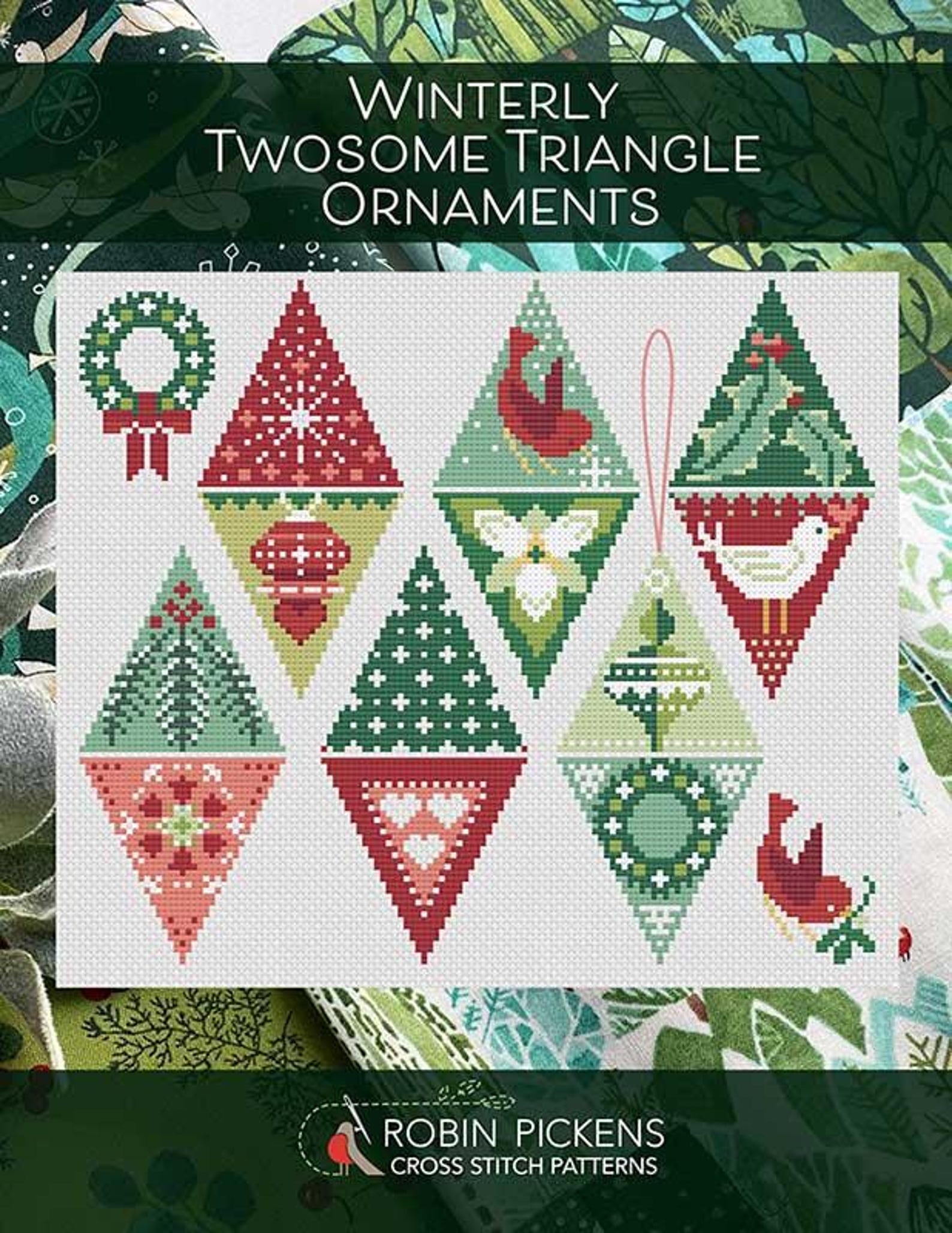 Winterly Twosome Triangle Ornaments Cross Stitch Pattern - Robin ...