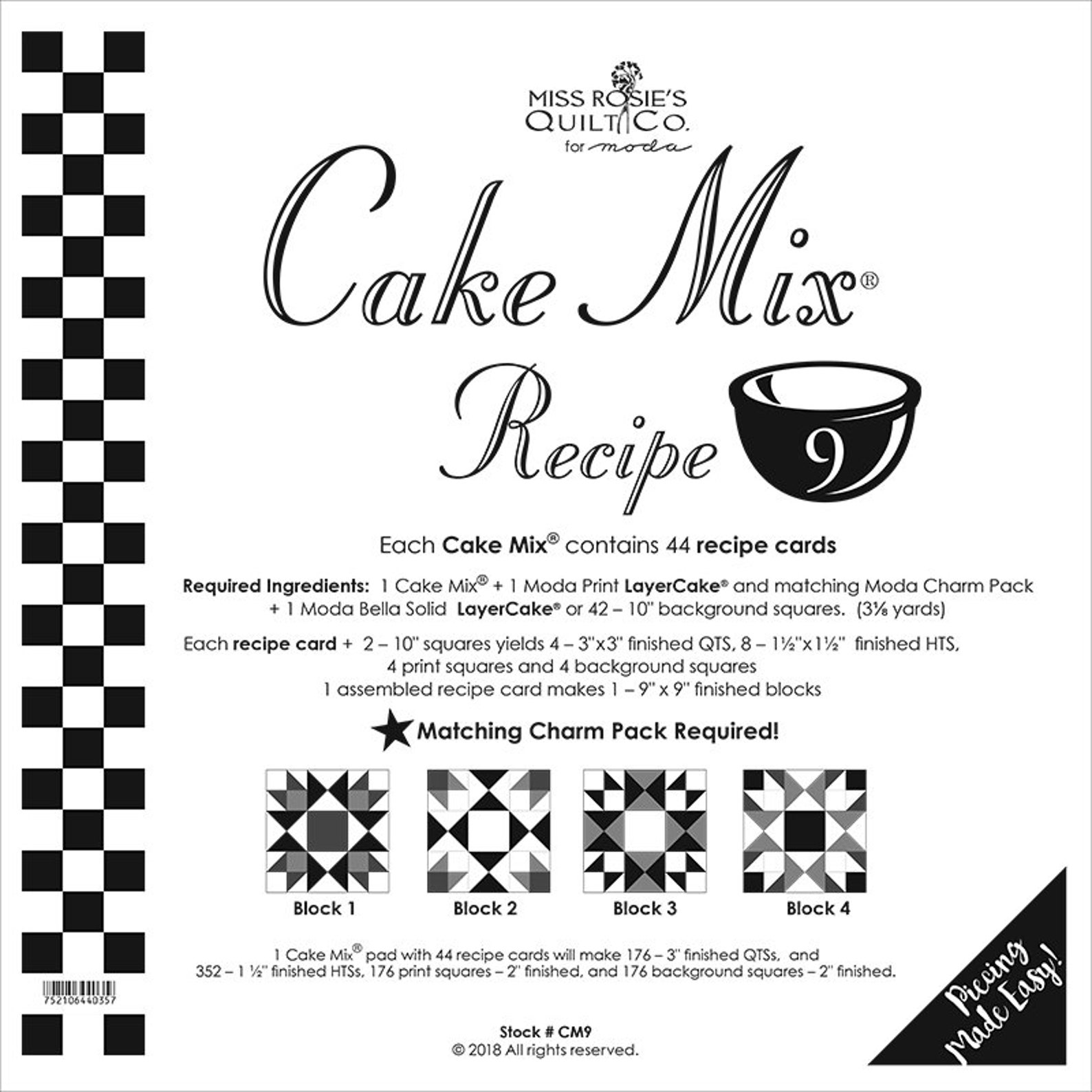 Cake Mix Recipe #9 - Quilt Pattern - Layer Cake Friendly - Miss Rosie's ...