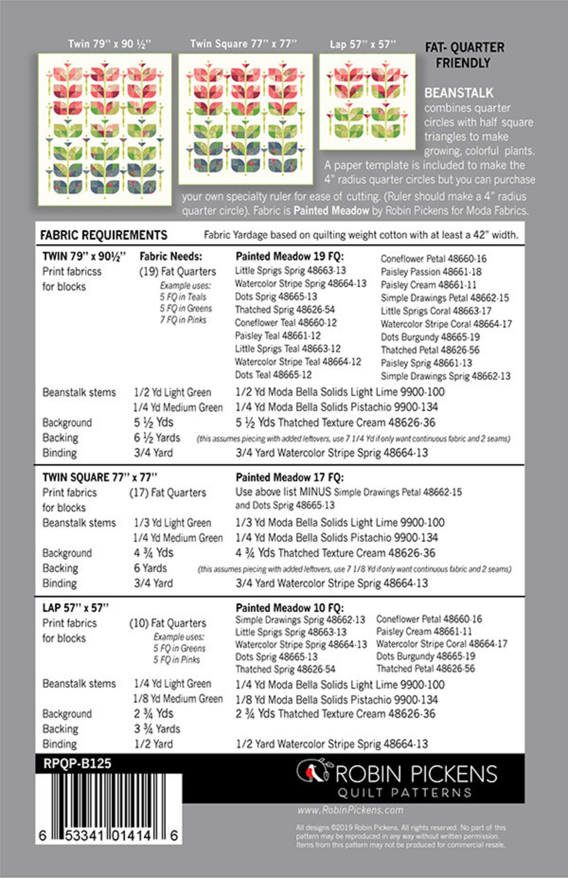 Beanstalk Quilt Pattern Painted Meadow Robin Pickens | Etsy