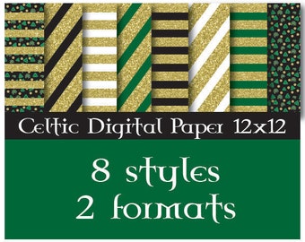 Celtic Digital Paper, Celtic Scrapbook Paper, St. Patrick's Day, Kelly ...