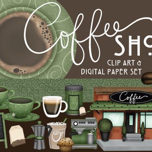 Coffee Shop Clip Art and Digital Paper Pack - Scrapbooking ...