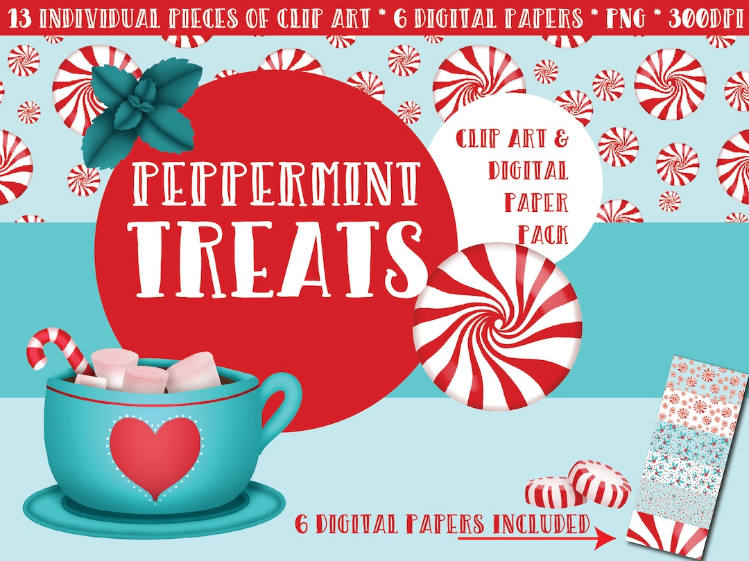 Peppermint Treats Clip Art & Digital Paper Pack - Scrapbooking ...