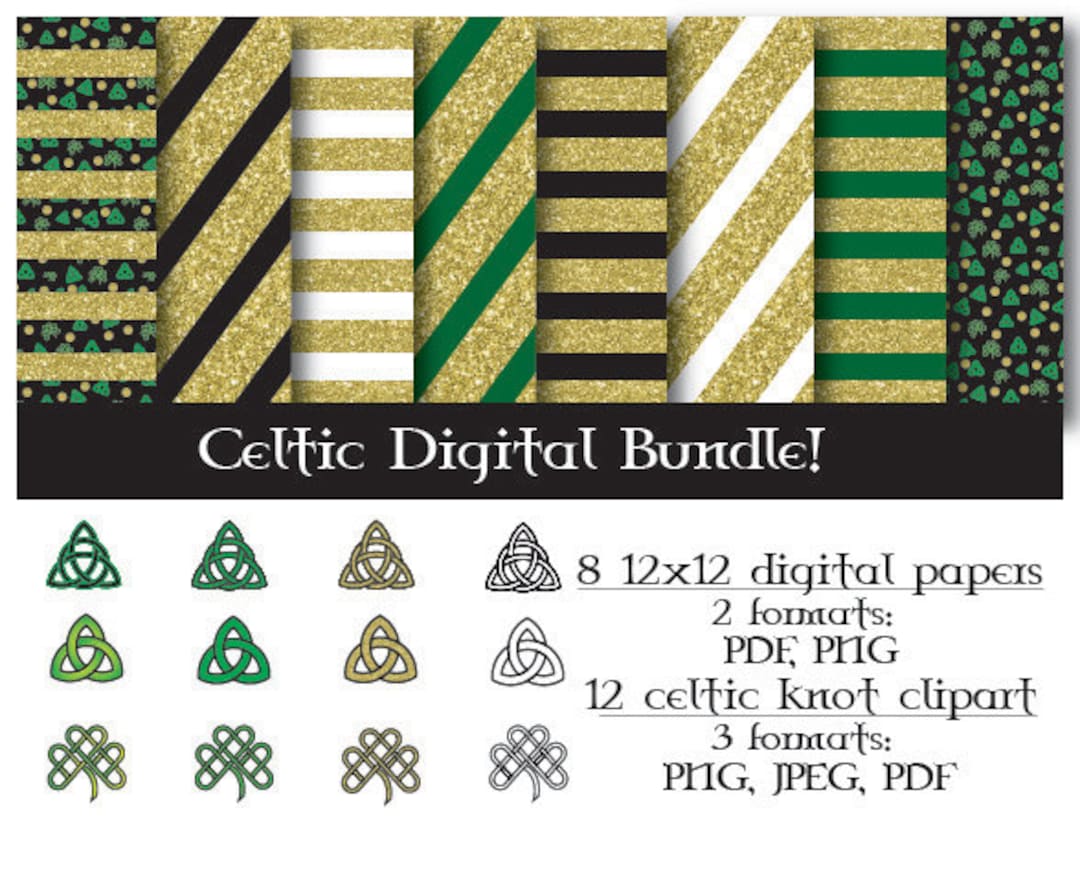 Celtic Knot Clipart and Digital Paper Pack - Etsy