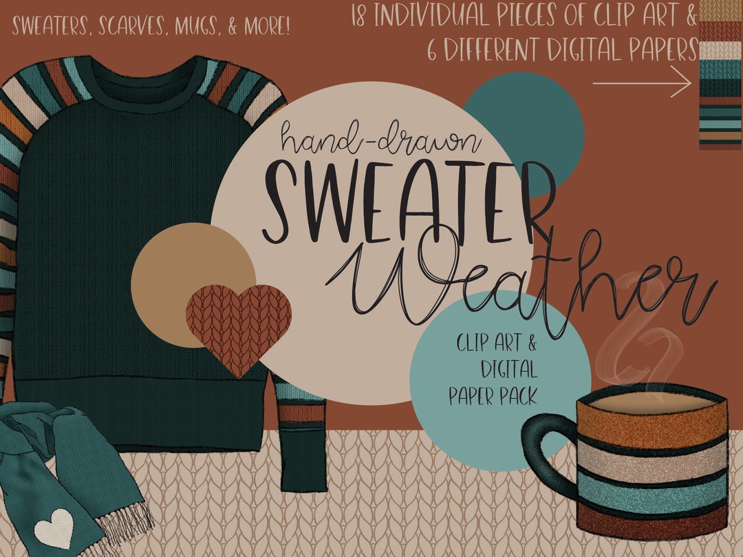 Sweater Weather Clip Art & Digital Paper Pack - Planners - Scrapbooking ...