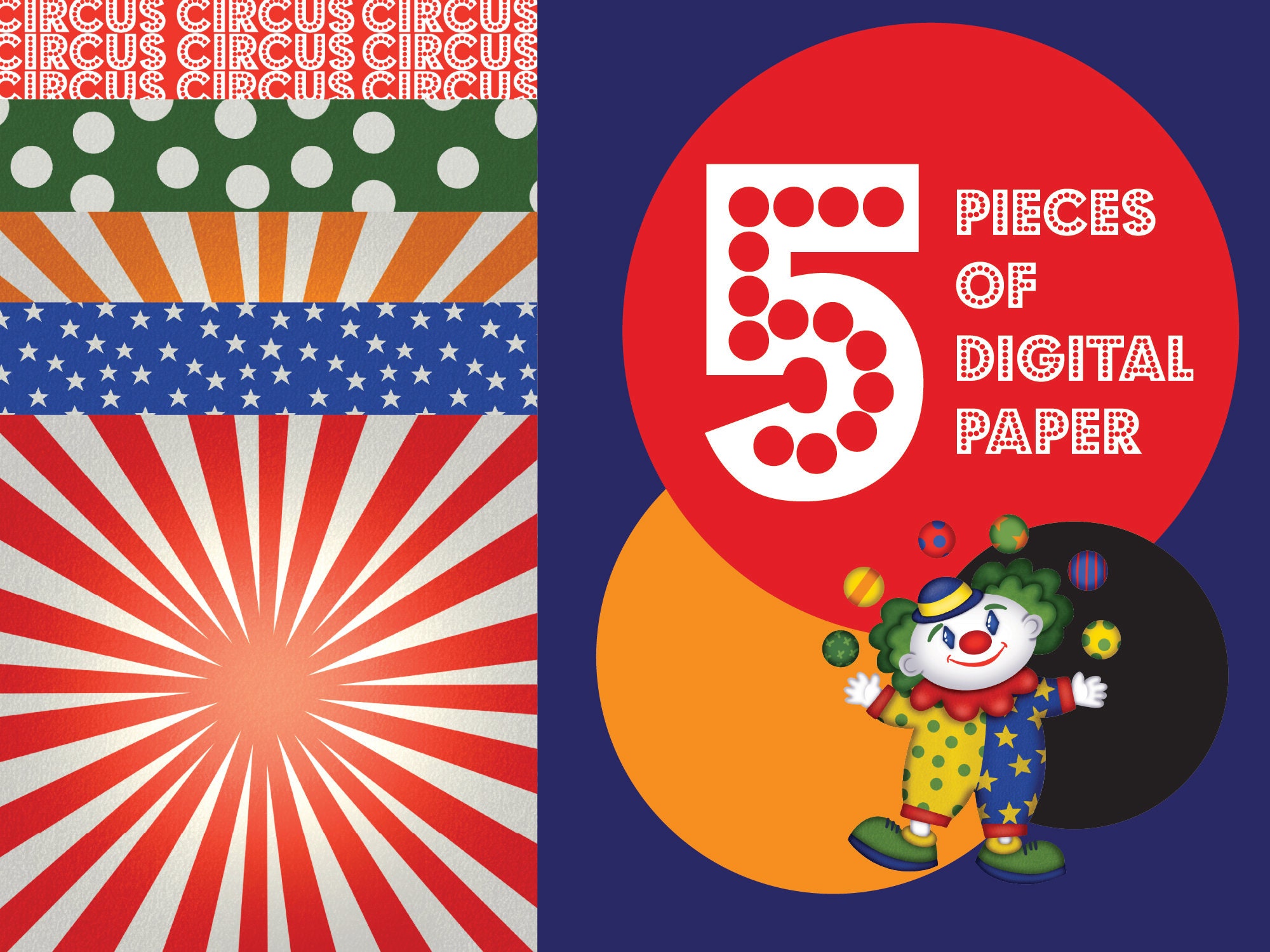 Circus Clip Art and Digital Paper Pack - Scrapbooking - Invitations ...