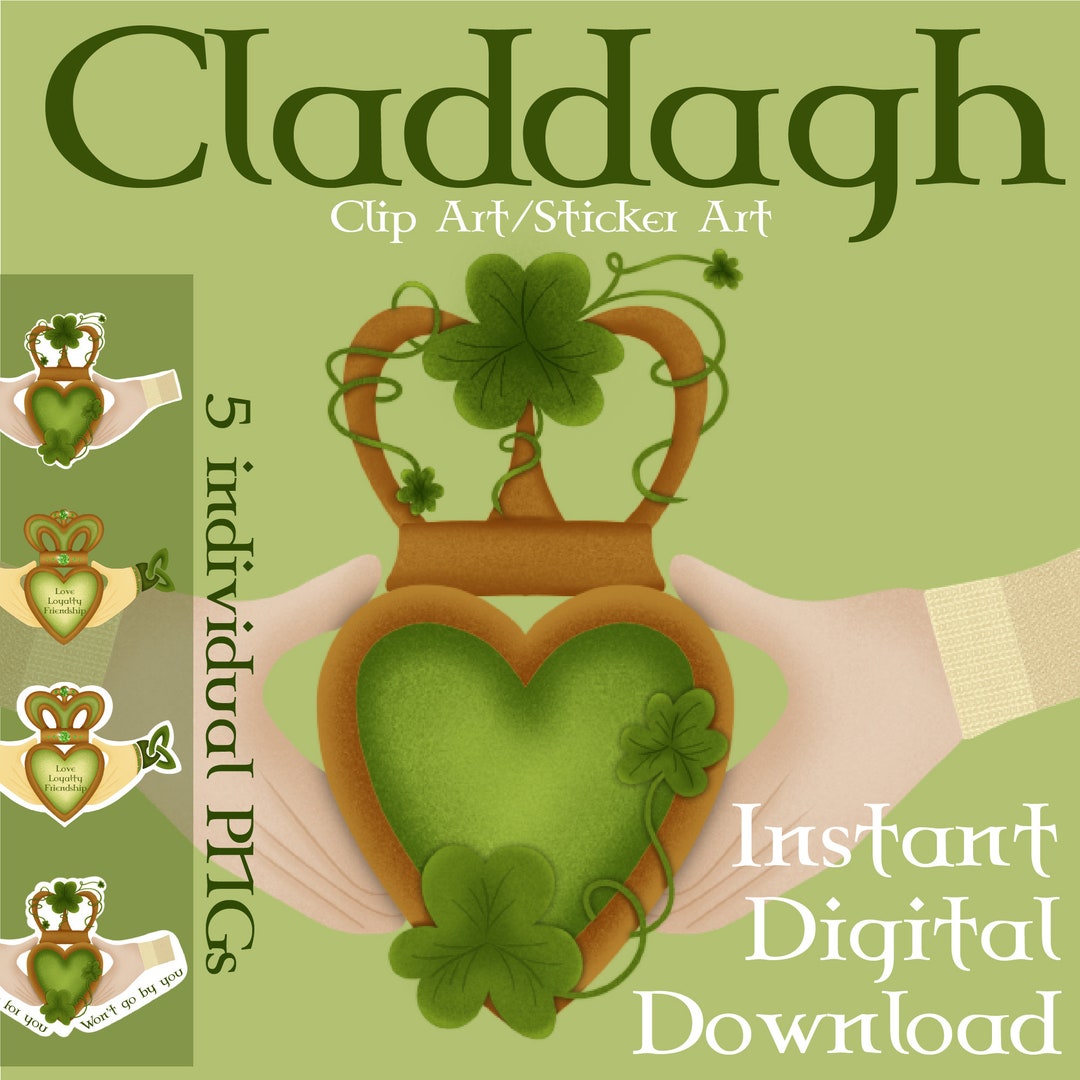Irish Claddagh Clip Art and Sticker Files - Instant Download - Hand or ...