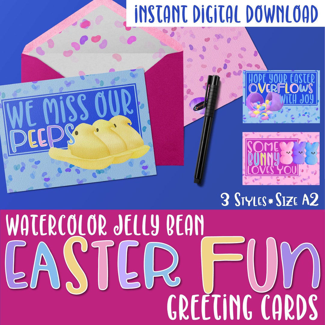Easter Peeps Greeting Cards - Instant Printable Download - 3 Styles ...