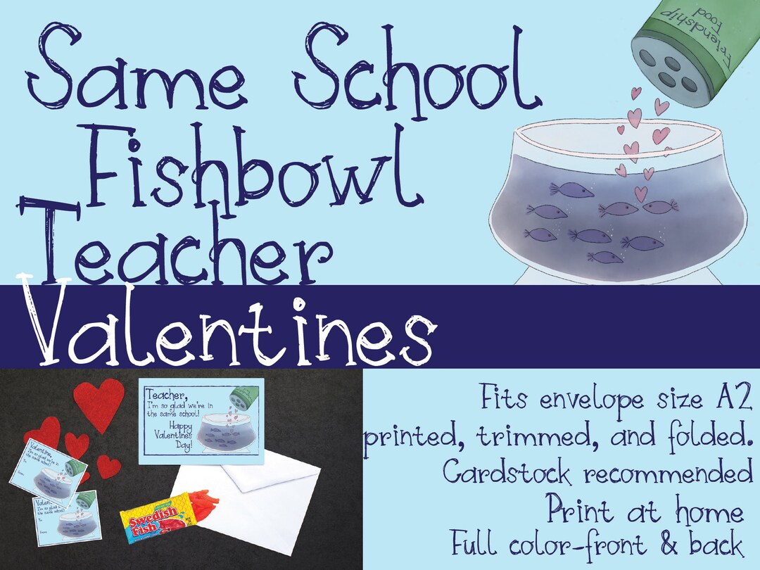 Classroom Teacher Valentine Card - School of Fish Valentines - Instant ...