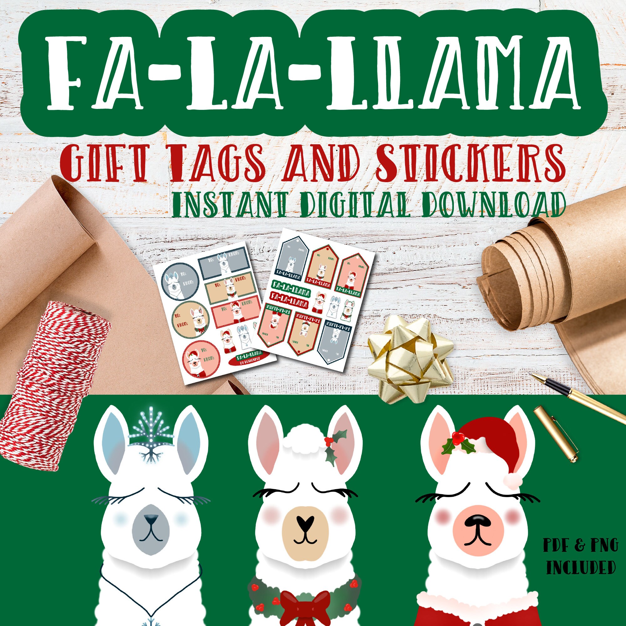Fa-la-llama Gift Tags & Stickers - Instant Download - Printable - Etsy