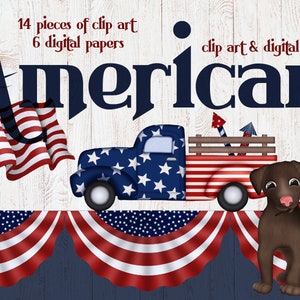 Americana Clip Art & Digital Paper Pack - Scrapbooking - Invitations ...