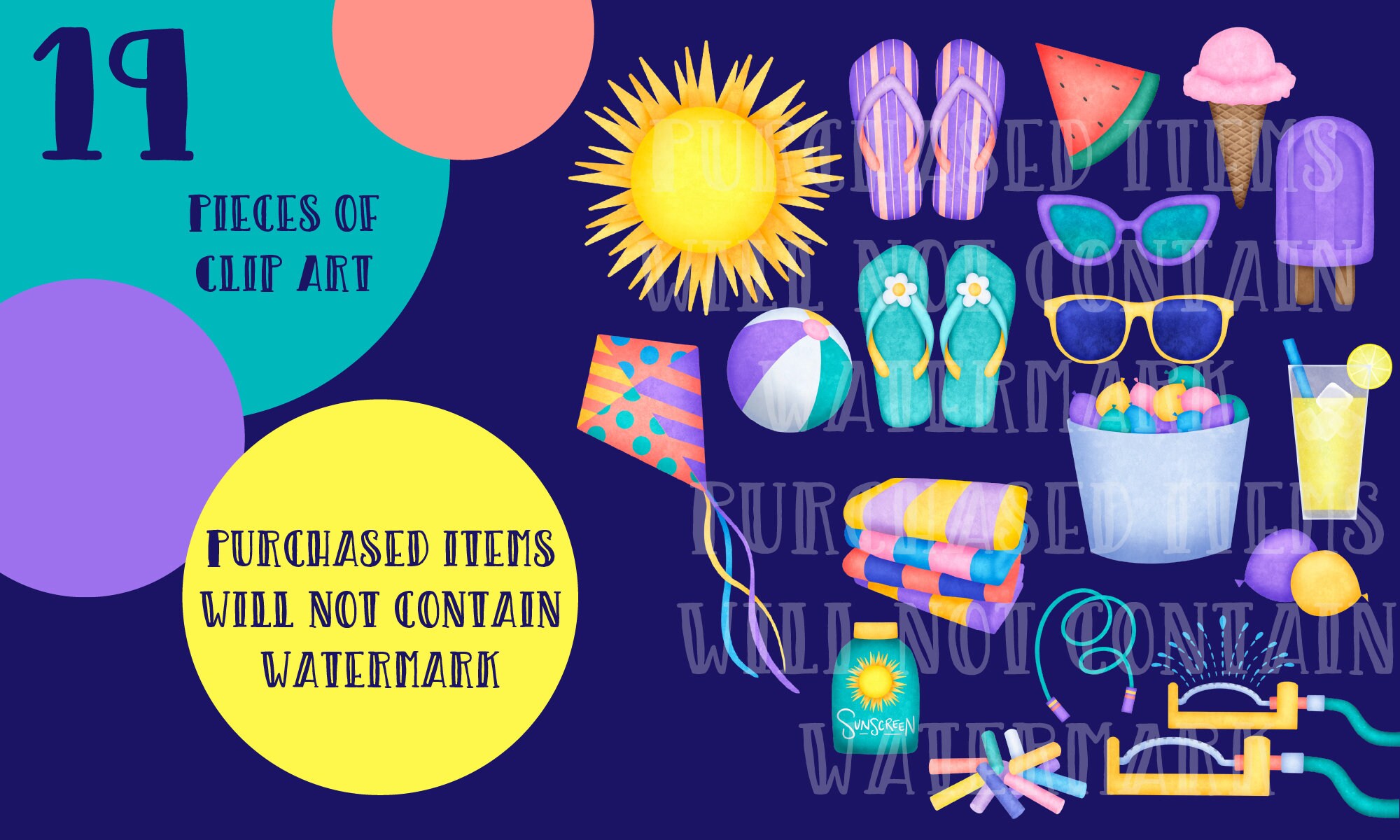 Summertime Fun Clip Art & Digital Paper Pack Scrapbooking Invitations ...