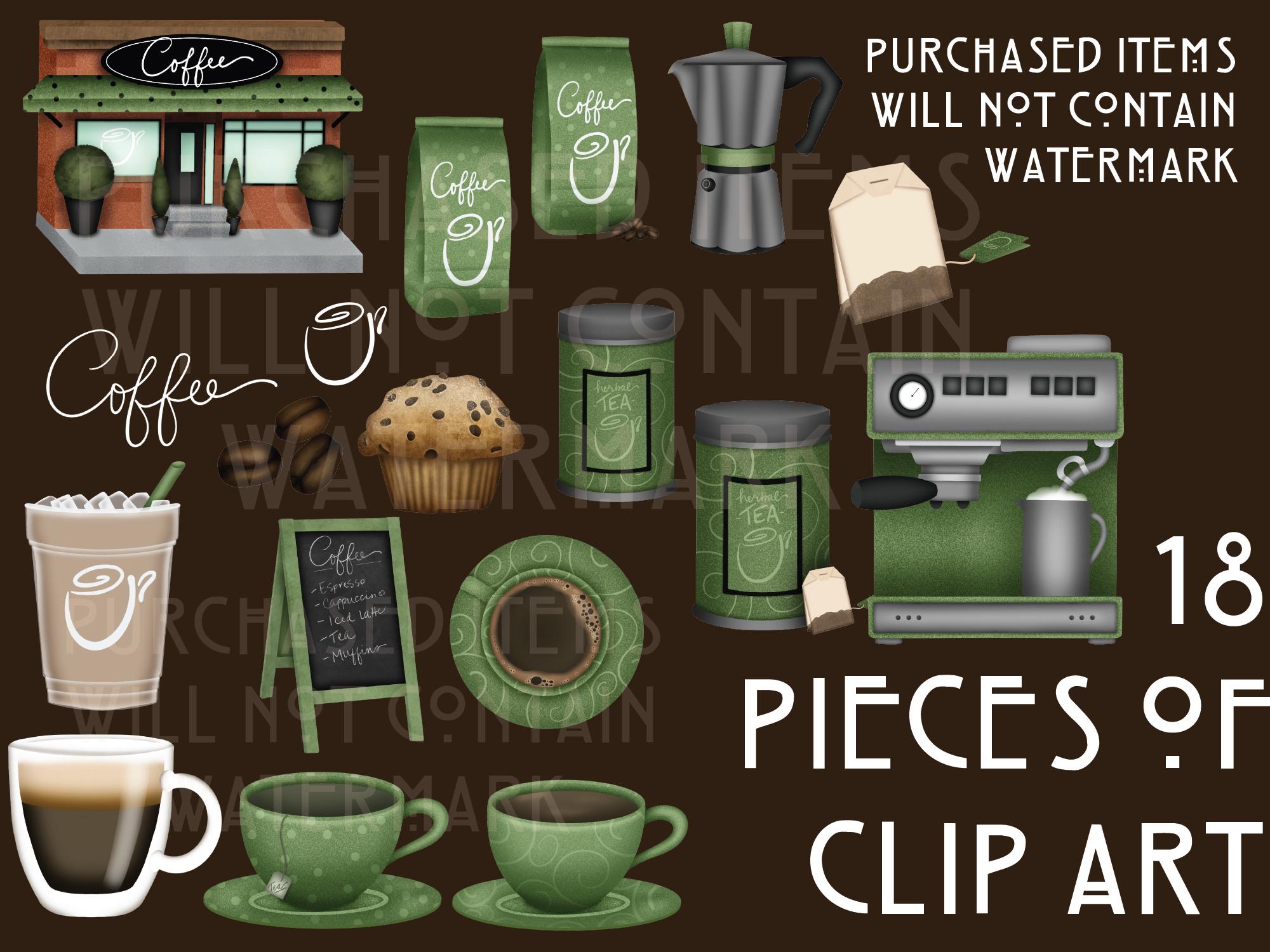 Coffee Shop Clip Art and Digital Paper Pack - Scrapbooking ...