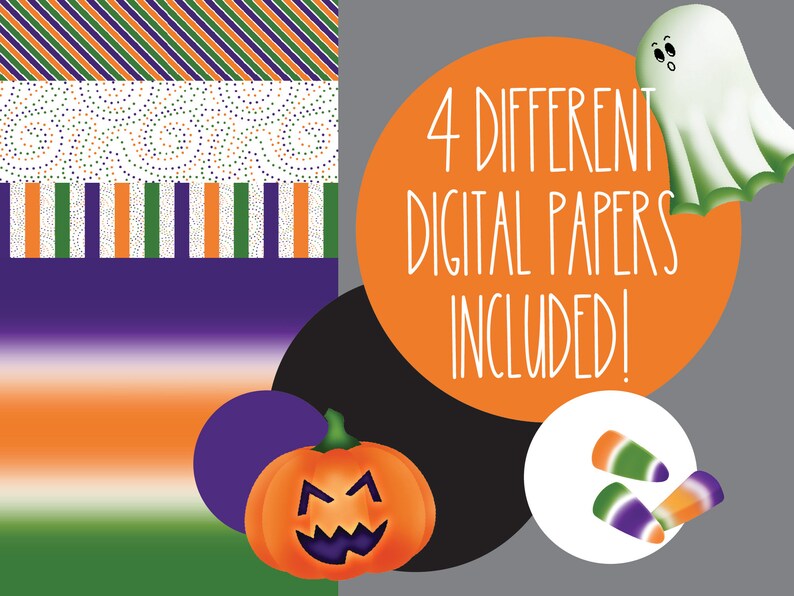 Spooky Cuties Halloween Clip Art & Digital Paper Pack - Scrapbooking ...