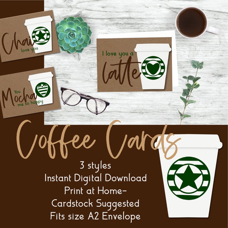 Coffee Lovers Note Cards Printable Instant Digital Download - Etsy ...