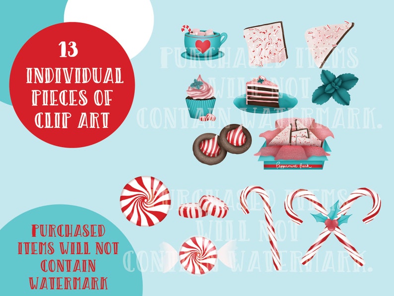 Peppermint Treats Clip Art & Digital Paper Pack - Scrapbooking ...