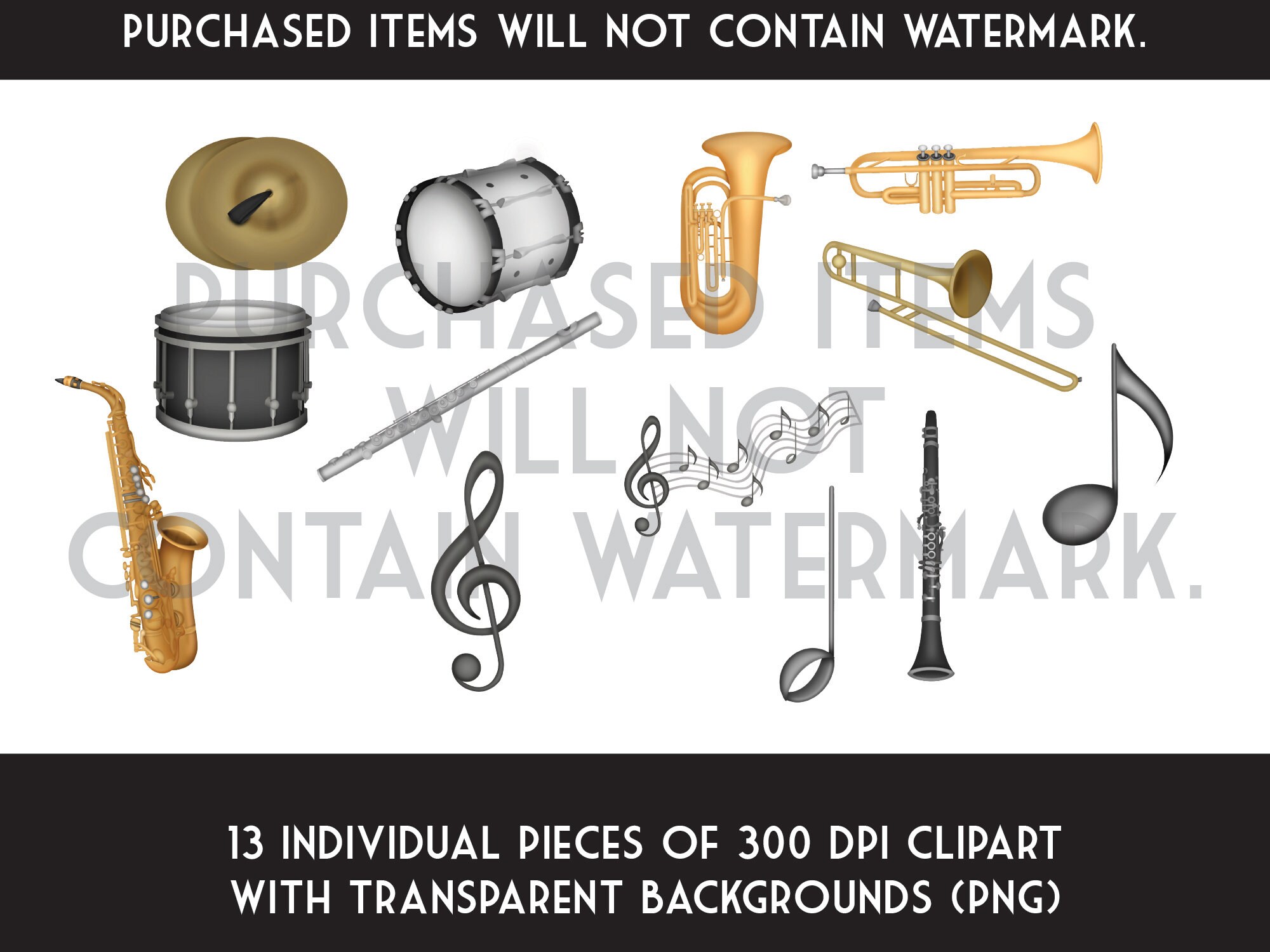 Musical Instrument Clip Art - Instant Download - Etsy