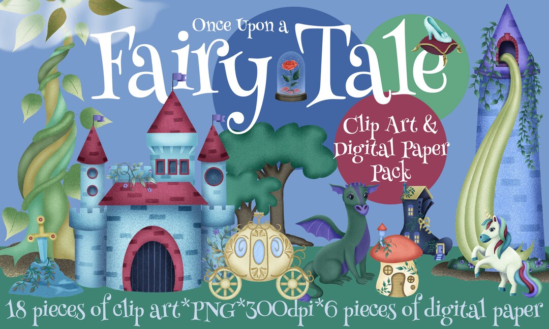 Fairy Tale Clip Art & Digital Paper Pack - Scrapbooking - Invitations ...