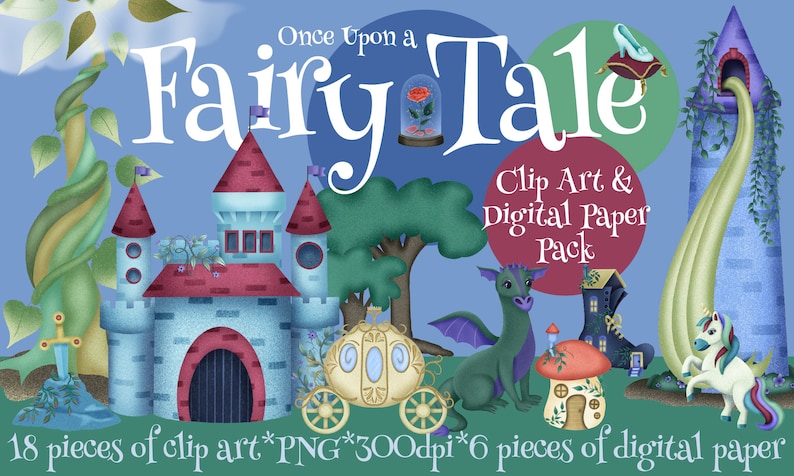 Fairy Tale Clip Art & Digital Paper Pack Scrapbooking Invitations ...