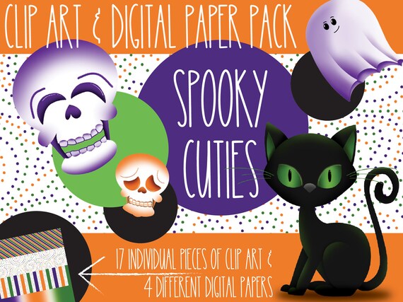 Spooky Cuties Halloween Clip Art & Digital Paper Pack - Etsy