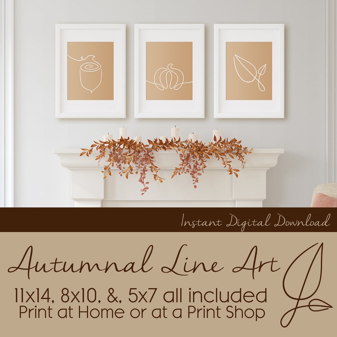 Autumnal Line Art -monochromatic - Instant Download - Printable - 3 ...