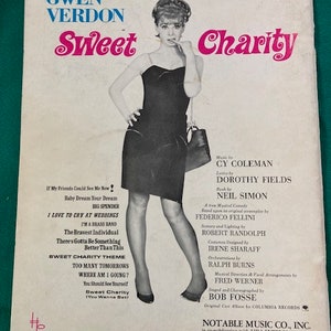 Sweet Charity, Gwen Verdon, Vocal Selections, 1965, SC, 48 Pp, 12 Songs ...