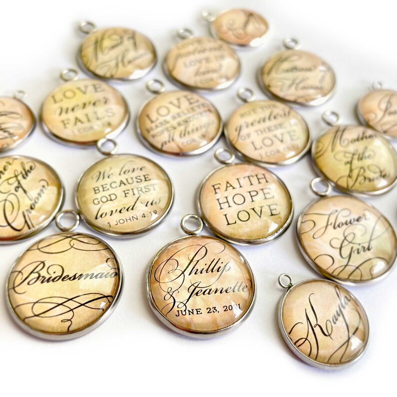 Personalized Wedding Glass Jewelry Making Charm, 20mm, Silver, Gold ...