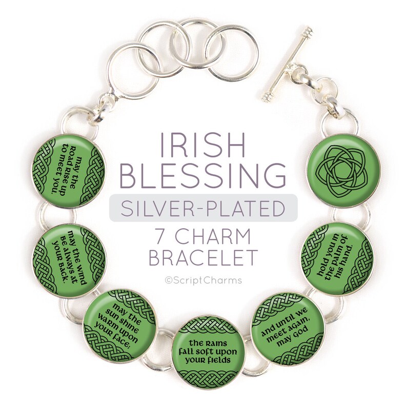 Irish Blessing Charm Bracelet with Celtic Rose Design | Etsy Irish Blessing Charm Bracelet with Celtic Rose Design | Etsy
