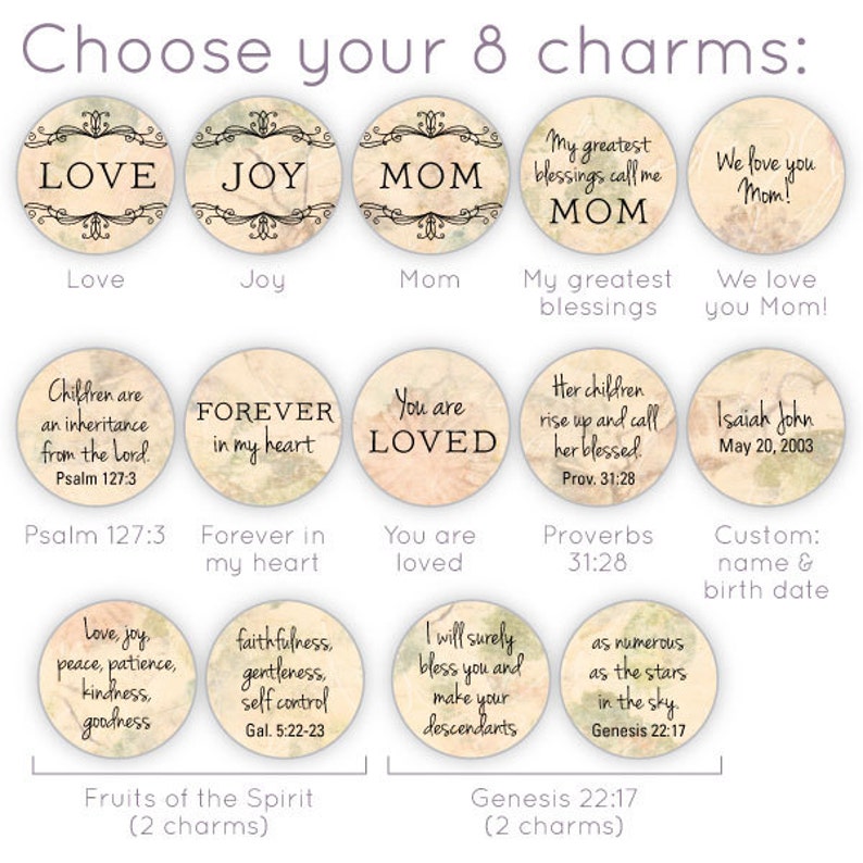 Mom/mothers Custom Personalized Glass Charm Bracelet - Etsy