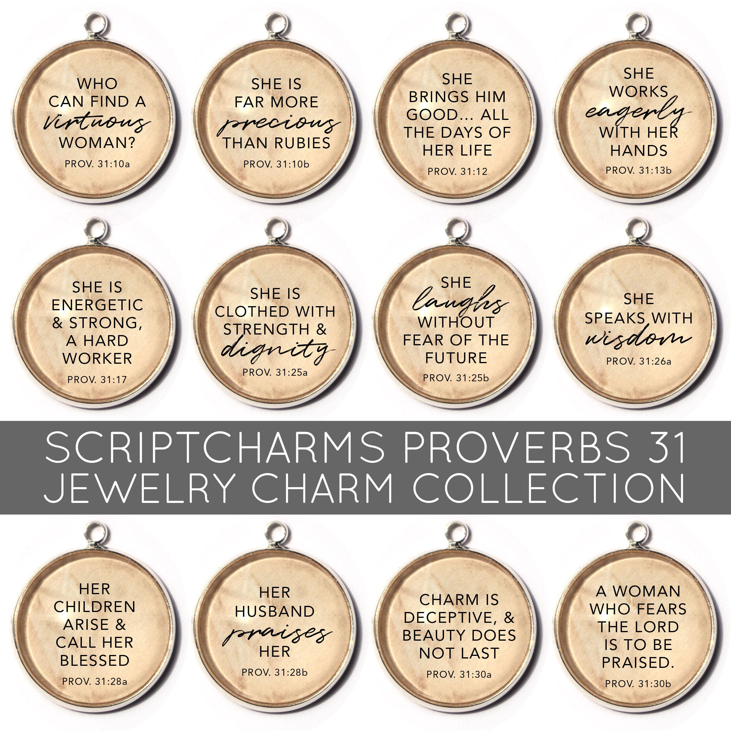 Proverbs 31 Woman Set of 12 Scripture Charms for Jewelry - Etsy