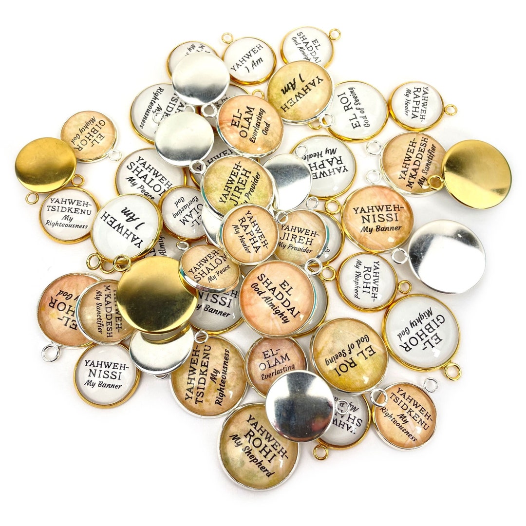 Names of God Scripture Charms Set for Jewelry Making – 16 or 20mm ...