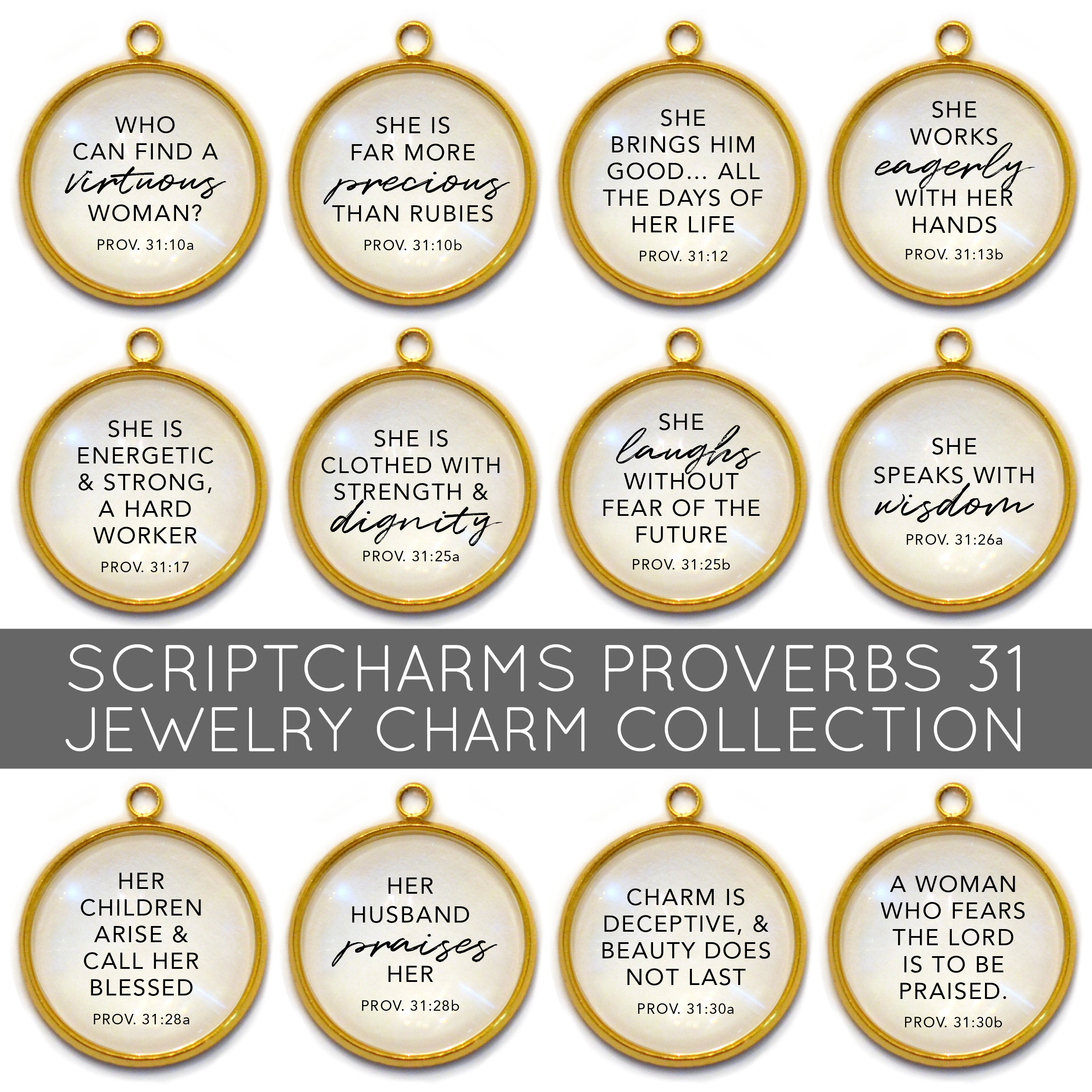 Proverbs 31 Woman Set of 12 Scripture Charms for Jewelry - Etsy