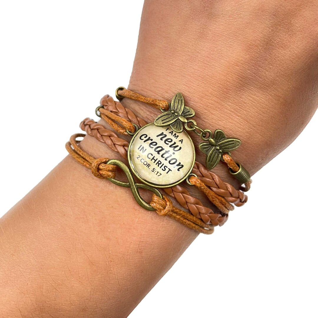 I Am a New Creation in Christ – Multi-strand Leather Bracelet With ...