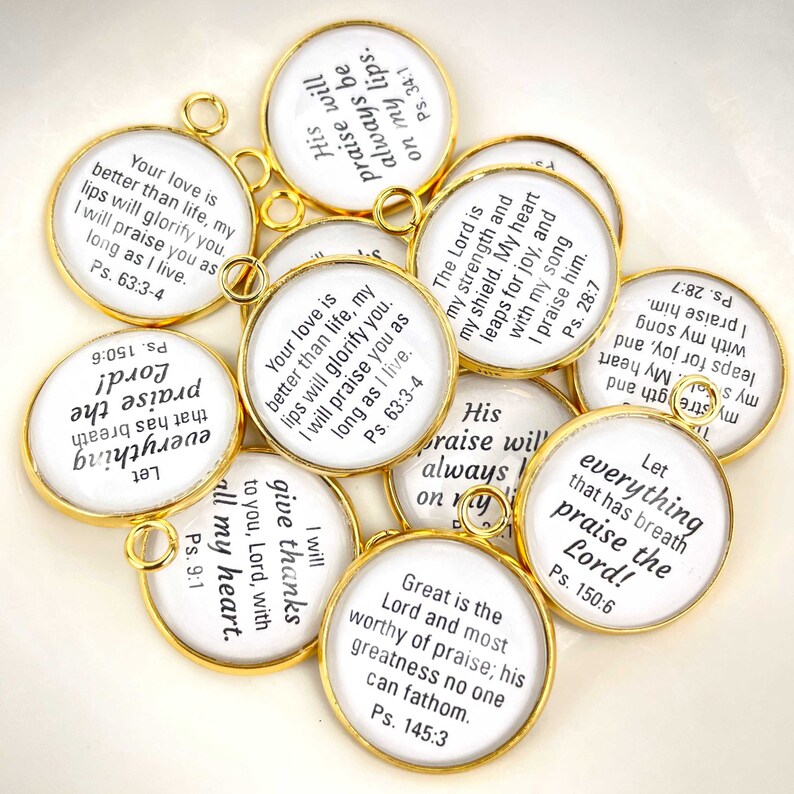 Praise the Lord! Set of 6 Psalms Scripture Charms for Jewelry Making ...